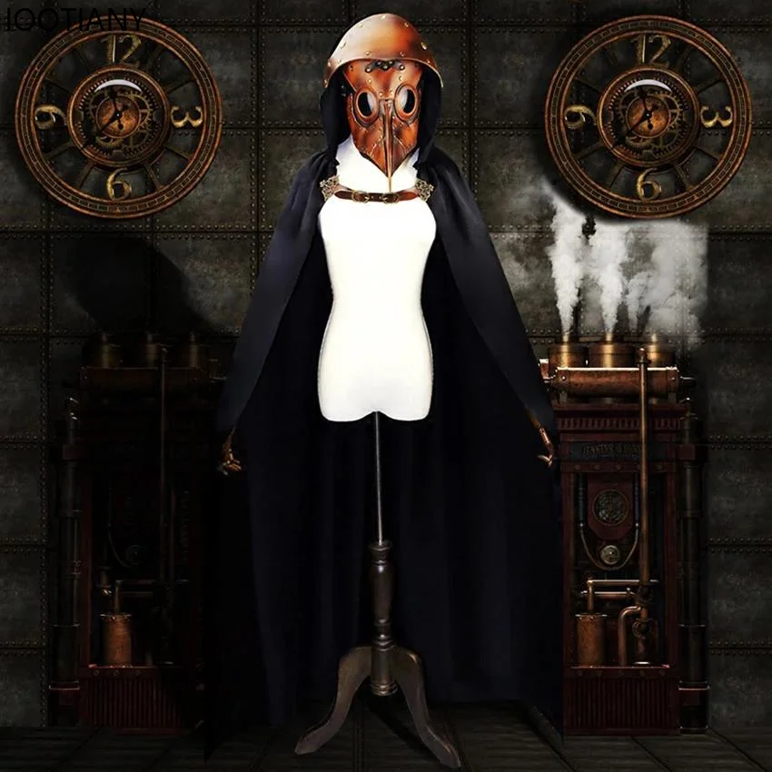 Halloween Plague Doctor Cosplay Costume Steampunk Cape Gothic Medieval ...