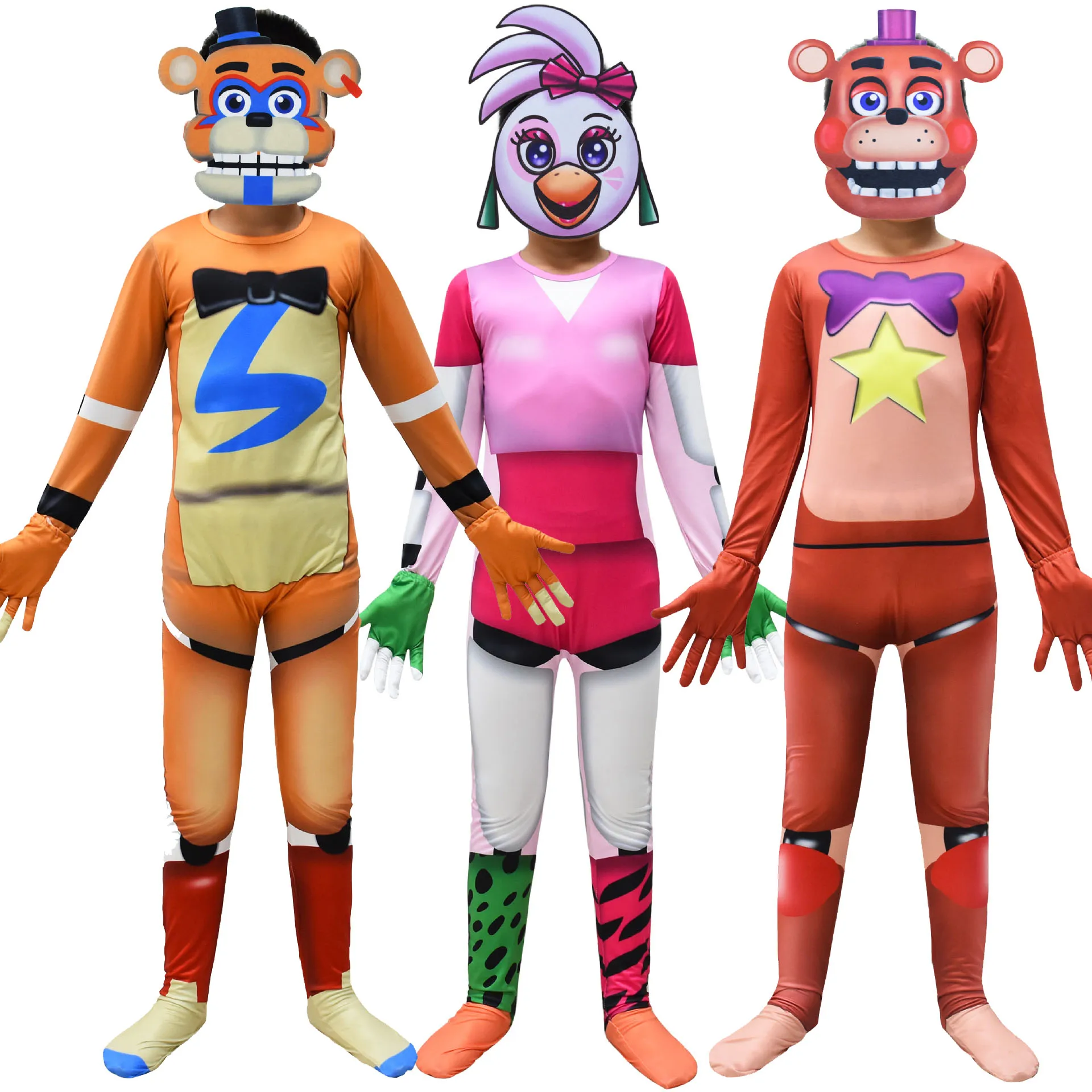 Fancy-Kids-Halloween-Costume-Sundrop-FNAF-Sun-clown-Jumpsuit-Gloves ...