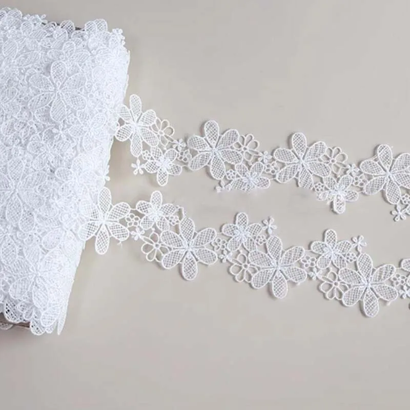 20Yards-White-Soluble-Polyester-Flower-Lace-Trim-Embroidered-Fabric ...