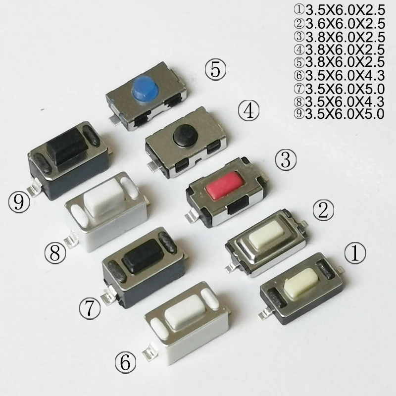 50PCS 4x6/3x6mm H 2.5mm 2Pin Tactile Push Button Switch Phone Button SMD Micro Momentary Switch ...