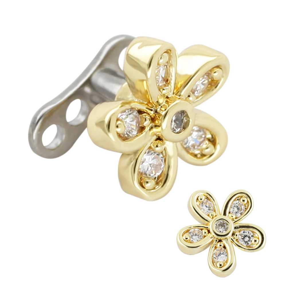 JHJT-1pc-G23-Titanium-Micro-Dermal-Anchor-Flower-Top-with-Base-Dermal-Piercings-Surface-Skin ...