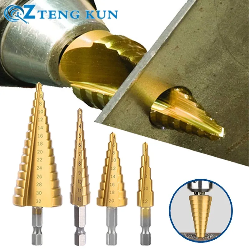 4-20mm 4-12mm 4-32mm Step Drill Bit Sharpener Metal Drills Bits Set ...
