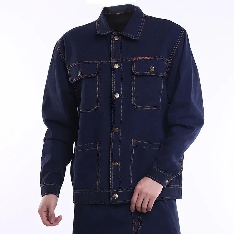 Men's Denim Workwear Set Anti-Flame Resistant Welding Construction Site ...