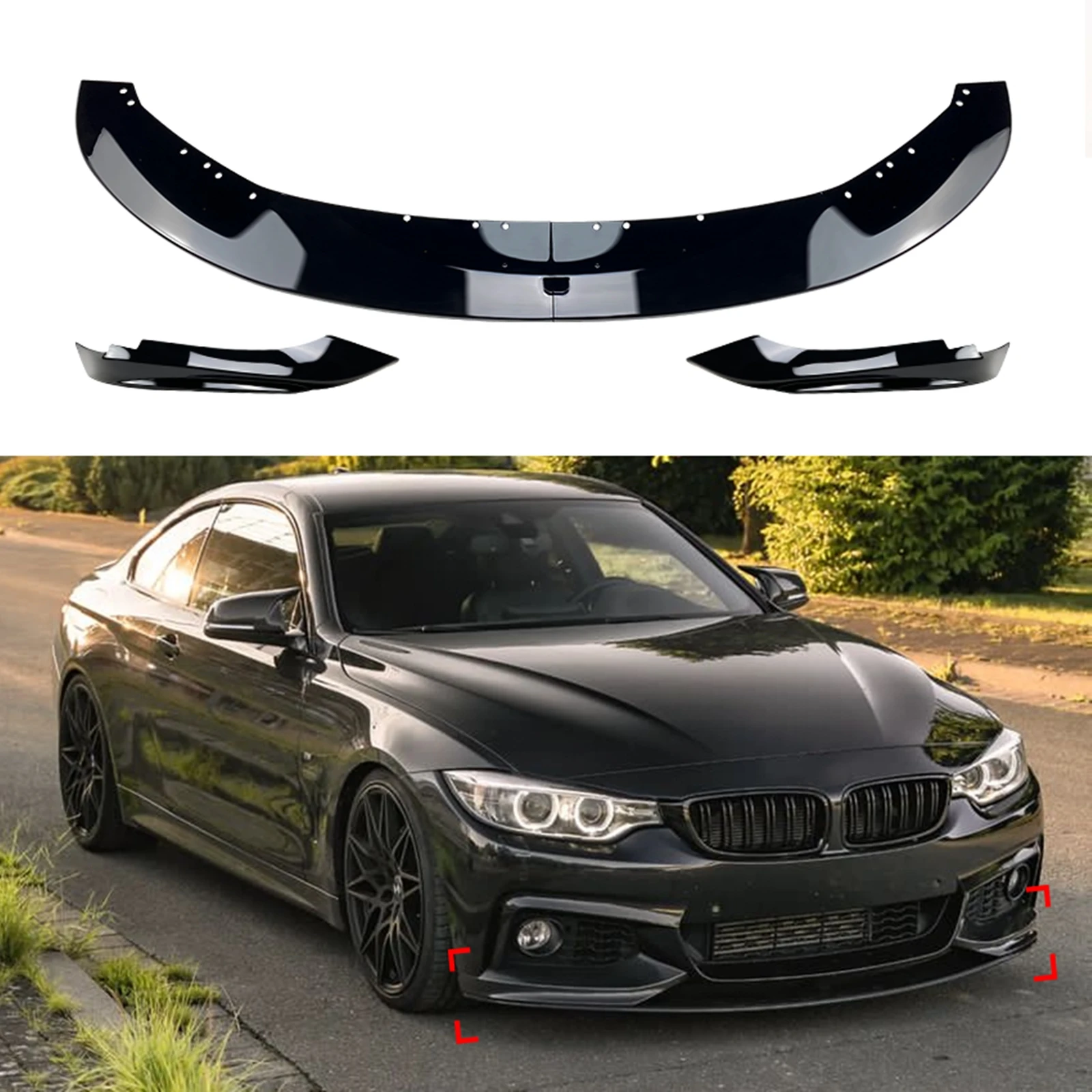 Car-Front-Bumper-Blade-Spoiler-Lip-Lower-Side-Flare-Splitter-Trim-For ...