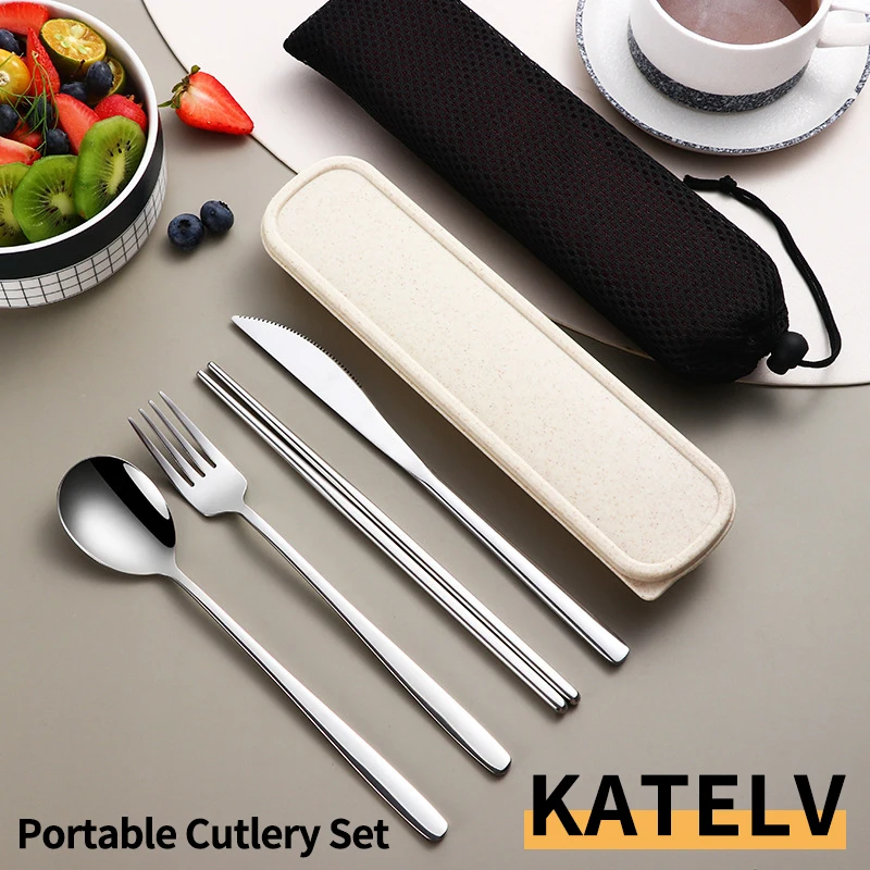 4Pcs-Portable-Cutlery-Set-Tableware-Set-High-Quality-304-Stainless ...