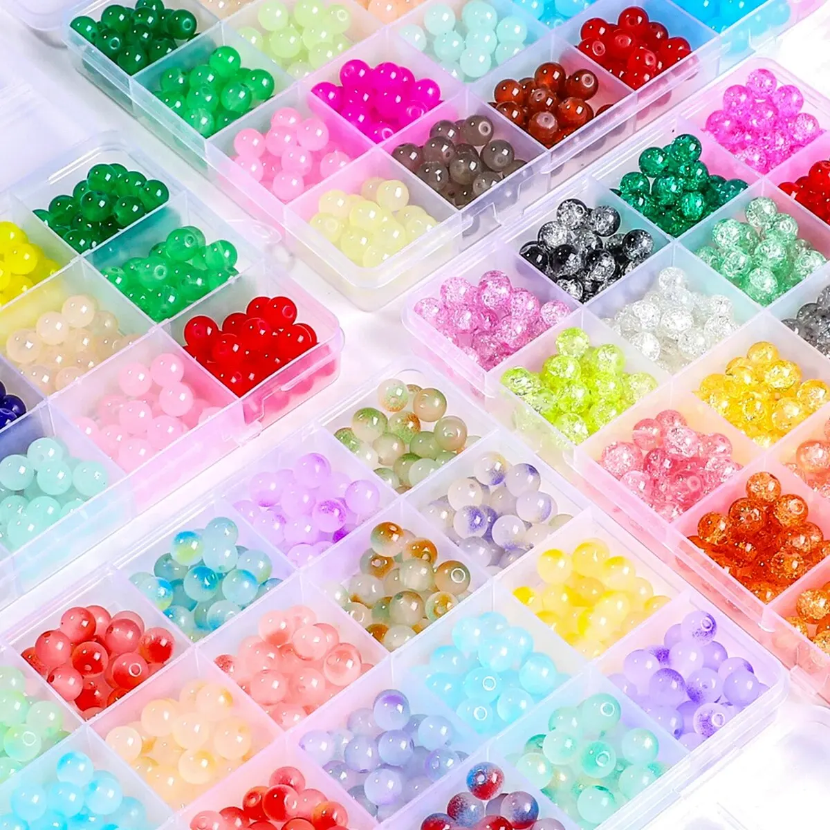 About 480pcs 24 Grid Box Packed round Bead Loose Bead Set Box, Handmade ...
