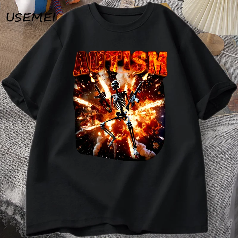 Autistic-Funny-Skeleton-T-Shirt-Women-Men-Autism-Edgy-Skeleton-Meme-T ...
