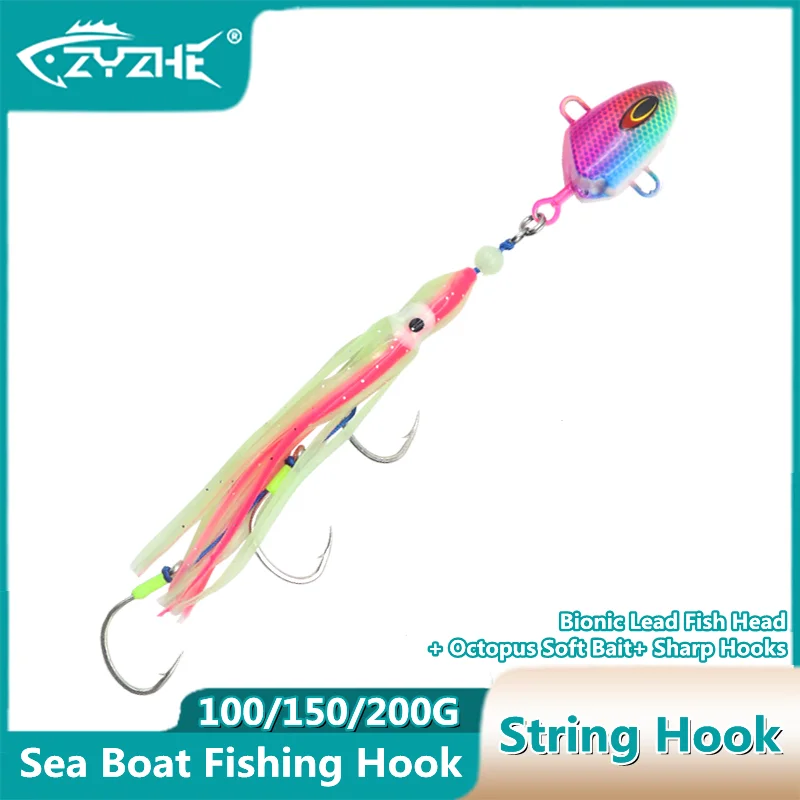 ZYZ Sea Fishing Sabiki Hooks 100/150/200G Bionic Lead Fish Head ...