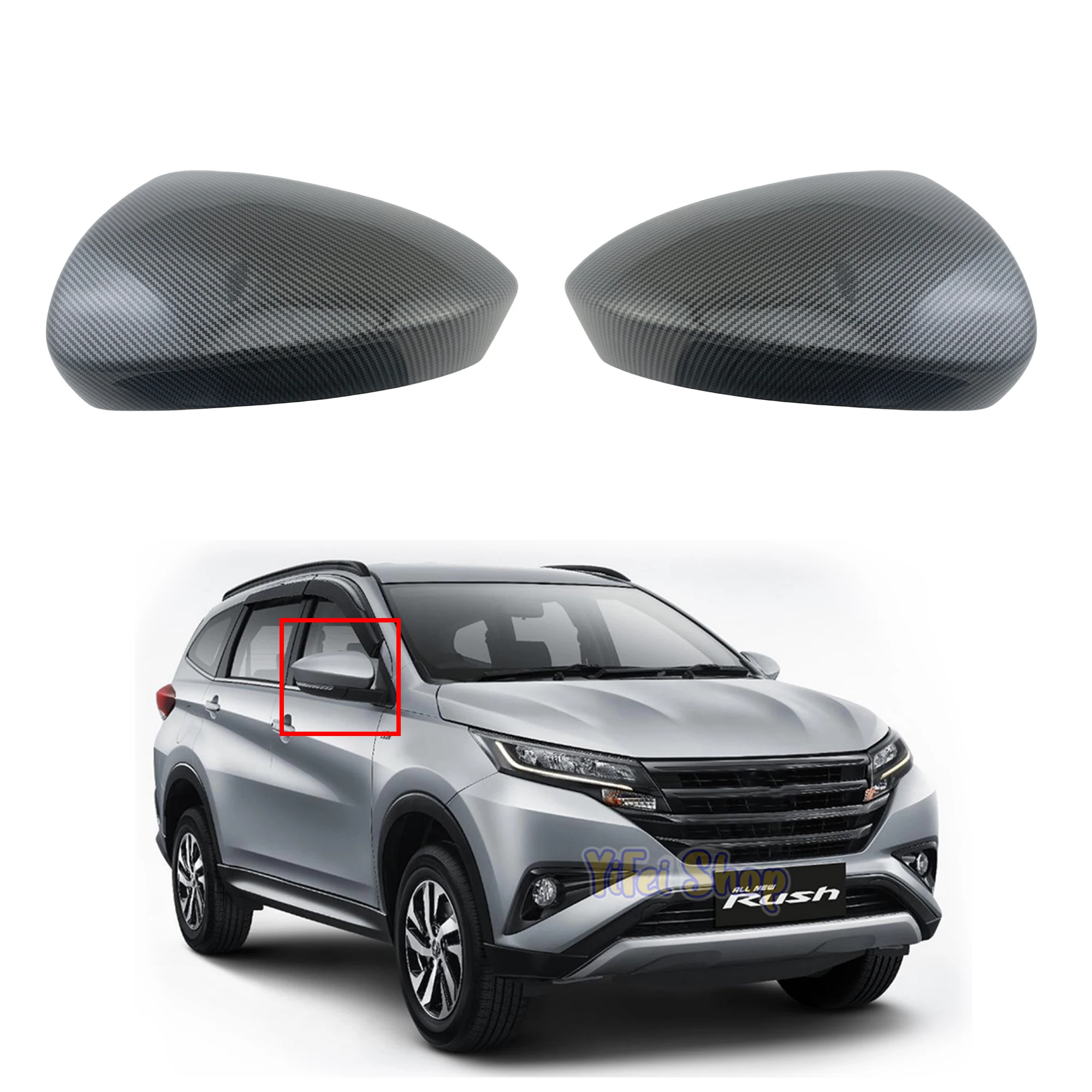 2PCS-Carbon-Rearview-Car-Accessories-Plated-Side-Mirror-Cover-Trim ...