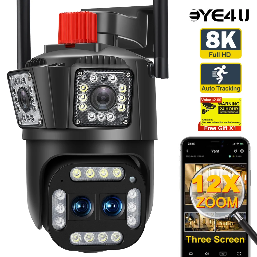 8K-16MP-WiFi-Outdoor-Camera-Four-Lens-12X-Zoom-PTZ-Video-Cameras-Auto ...