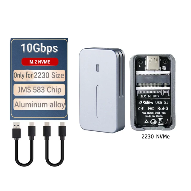 M.2 NVMe 2230 SSD Enclosure NVMe to USB Adapter 10Gbps USB 3.2 Gen2 USB ...