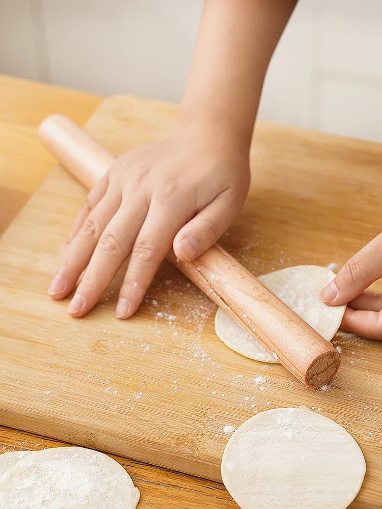 Natural-Beech-Rolling-Pin-Solid-Wood-Size-Noodle-Stick-Household ...