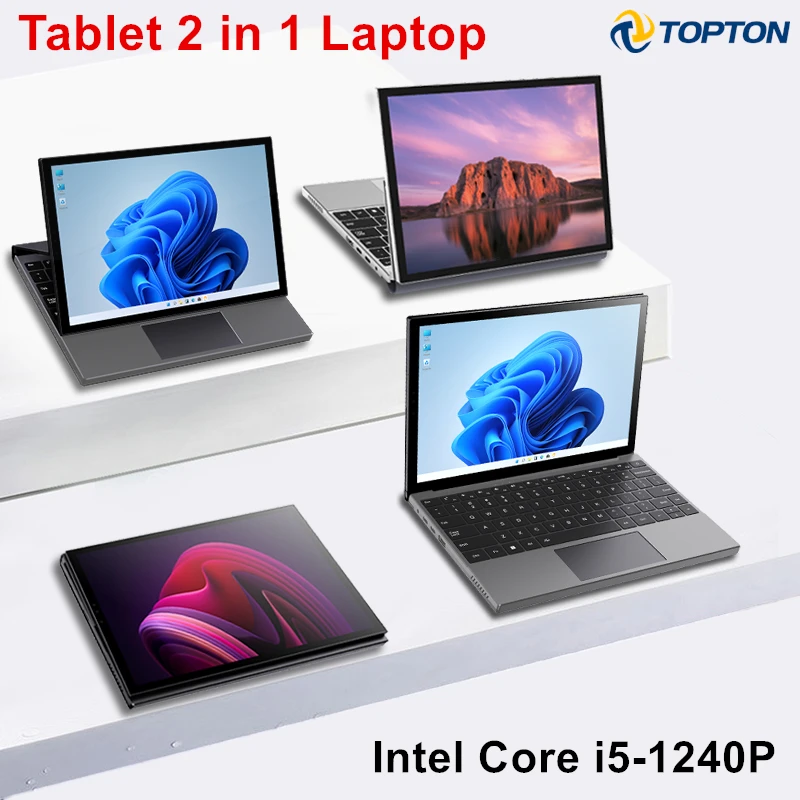 Topton Tablet 2 in 1 Laptop Intel i5-1250P 10.95 Inch Touch Screen Face ...