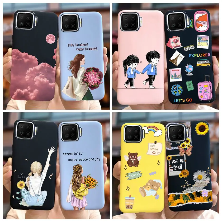 For-Oppo-F17-Case-CPH2095-Stylish-Cartoon-Painted-Cover-Soft-TPU-Matte ...