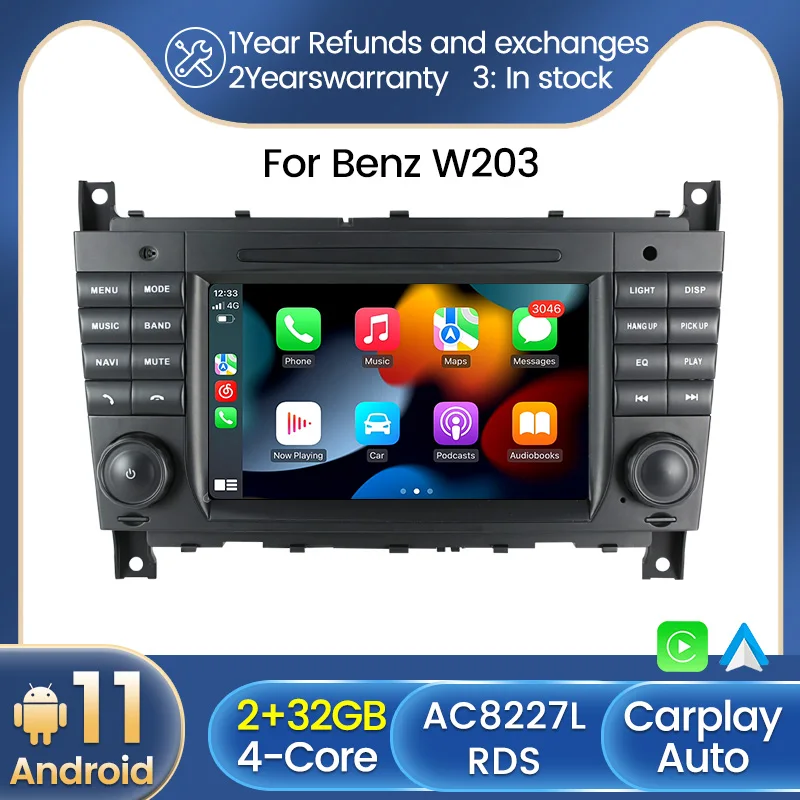 Android-11-Car-Radio-e-Video-Player-GPS-Carplay-2Din-Mercedes-Benz-W203 ...