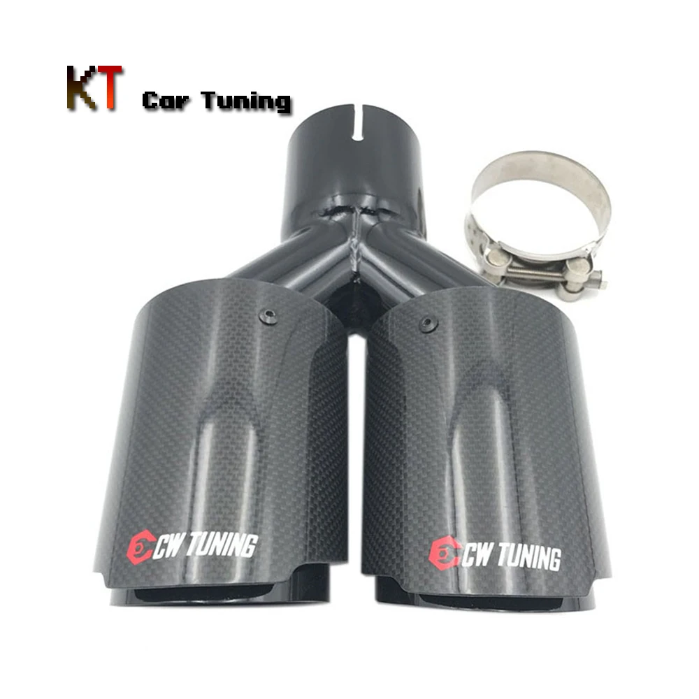 1Piece-Car-Exhaust-Tip-Modification-Universal-Dual-Glossy-Black ...