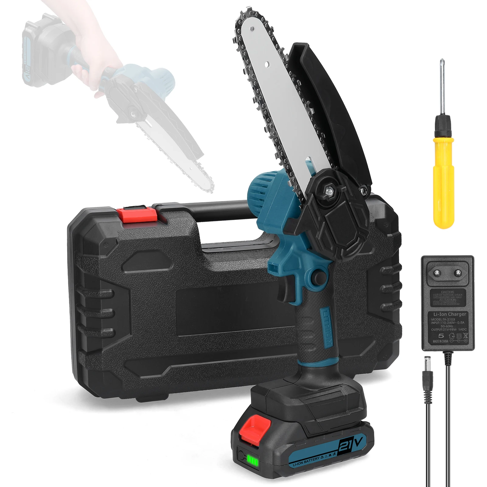 21v-6-Zoll-tragbare-elektrische-Schnitts-gen-kleine-Holz-spalt-kettens ...