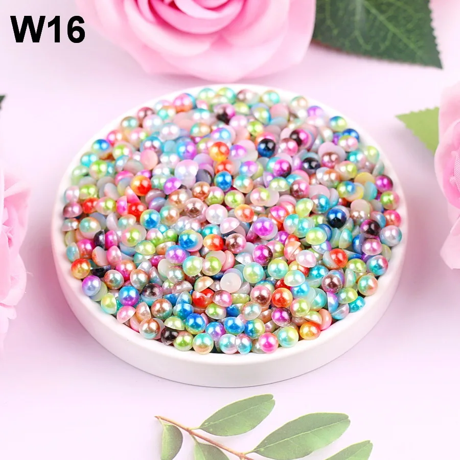 3MM-10MM-6-Sizes-Rainbow-Colors-Flatback-Half-Round-Pearl-Rhinestone ...