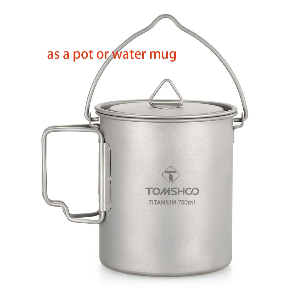 TOMSHOO-Ultralight-750ml-Titanium-Pot-Portable-Titanium-Water-Mug-Cup ...