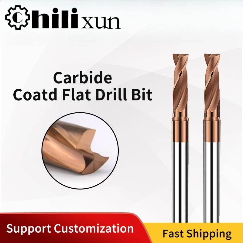 HILIXUN Bronze Coated Flat Bottom Drill Bits Short Length Carbide End ...