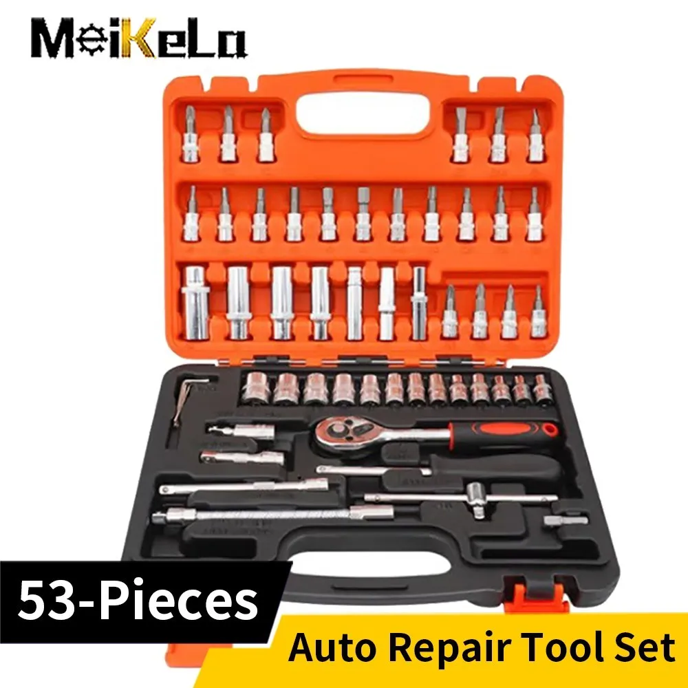 Meikela-53pcs-1-4-Inch-Car-Auto-Repair-Tool-Automobile-Motorcycle-Ratchet-Wrench-Drive-Socket ...