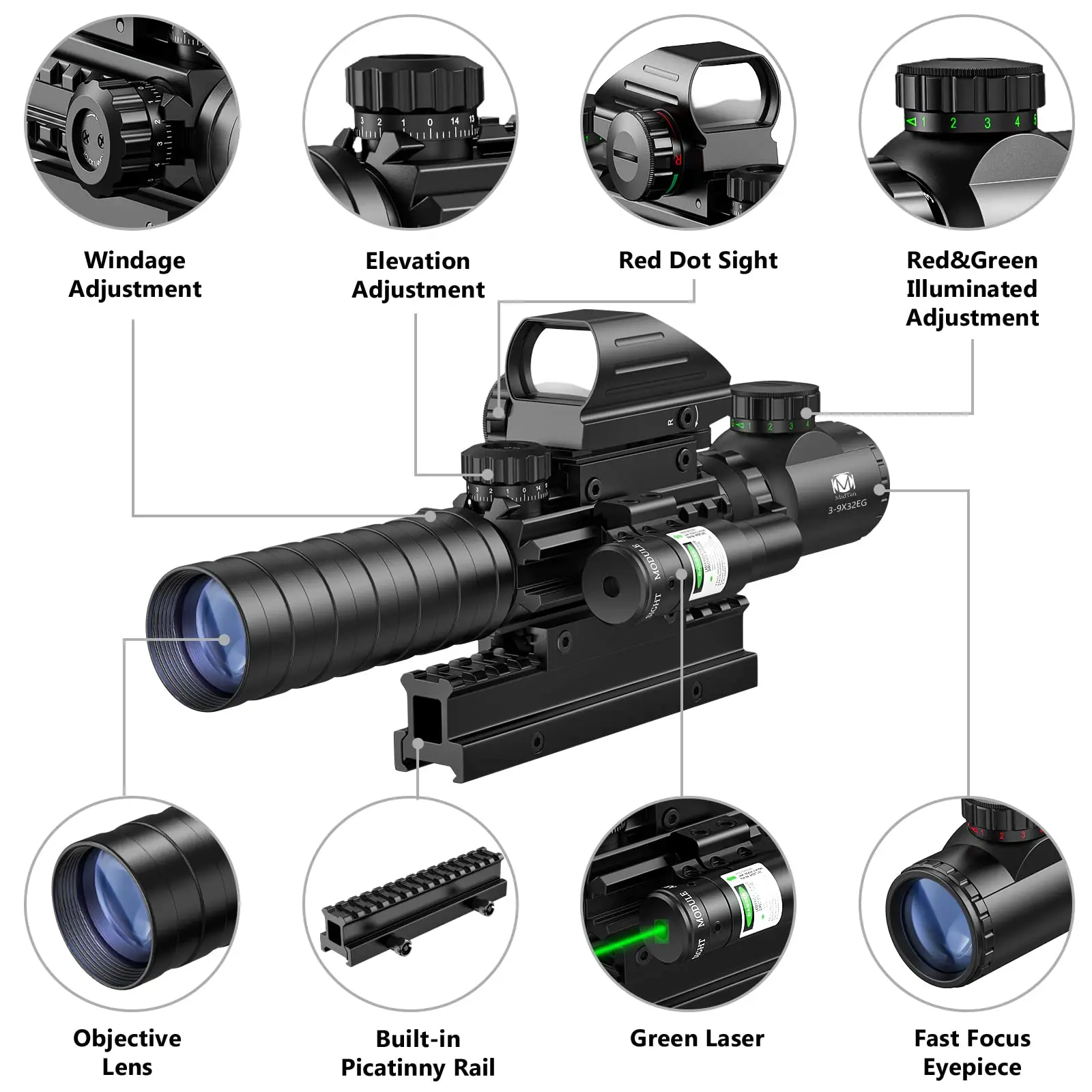 Ar Scopes And Optics 5.56 Pinty 4-12x50 Rangefinder Rifle Scope With ...