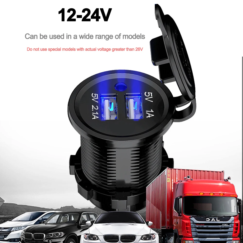 USB-Car-Charger-5V-2-1A-1A-Dual-USB-Port-Auto-Socket-Charge-LED-Lights ...
