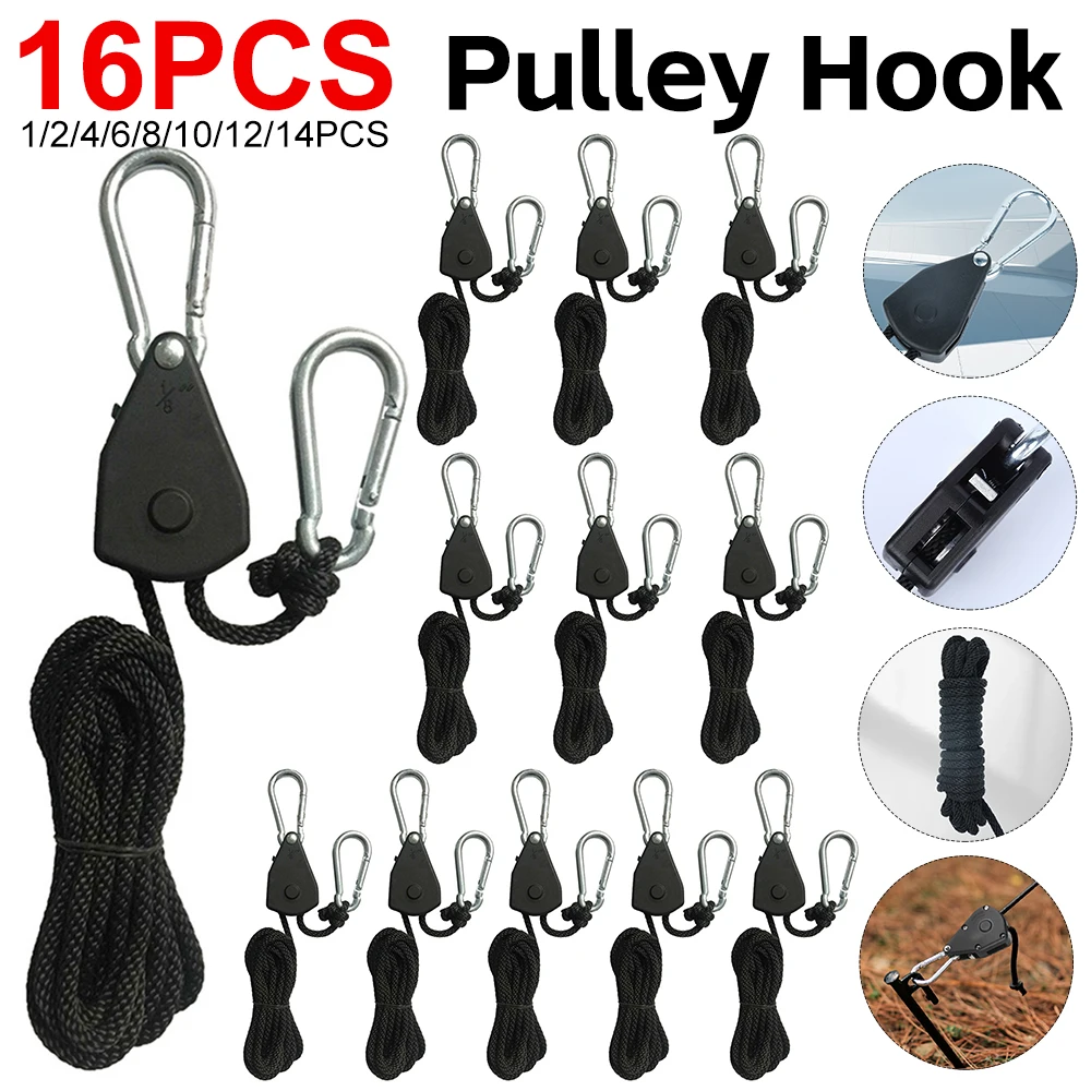 16-1PCS-Pulley-Hook-Pulley-Rope-Pulley-Lifting-Tent-Clip-Carabiner ...