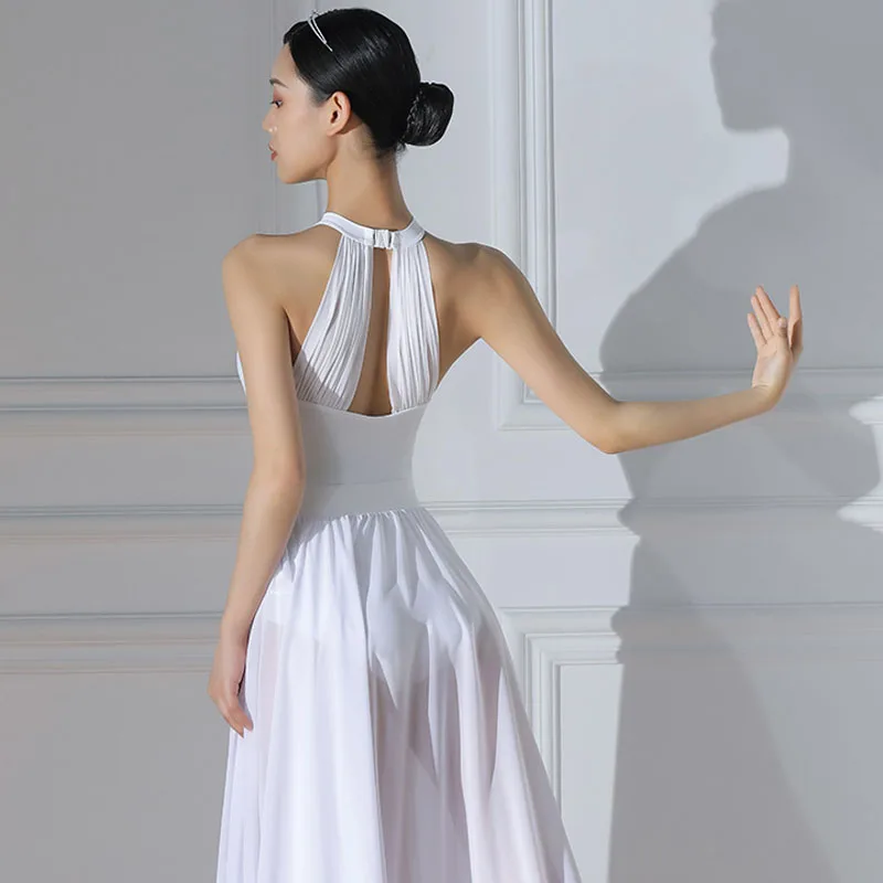 Leotardo-de-Ballet-blanco-Sexy-para-mujer-adulta-elegante-cuello-Halter ...