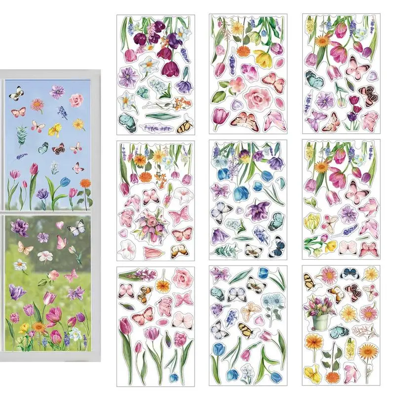 Spring-Summer-Window-Decals-9pcs-Static-PVC-Stickers-Spring-Summer ...