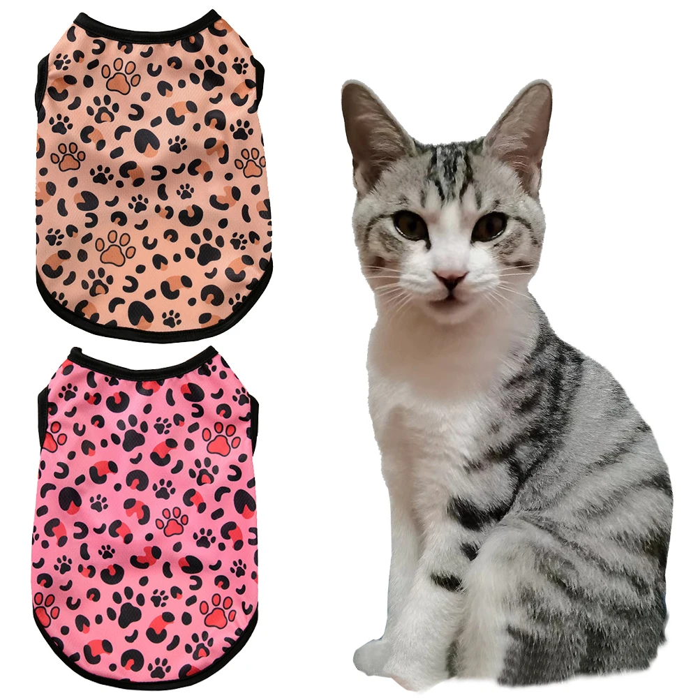 Summer Cat Clothes Leopard Print Pet Vest For Small Cats Dog Mesh ...