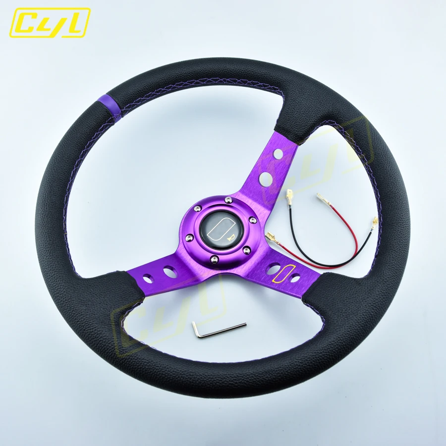 JDM-PVC-Couro-Volante-Deep-Dish-Drifting-Sports-Volante-raio-roxo ...