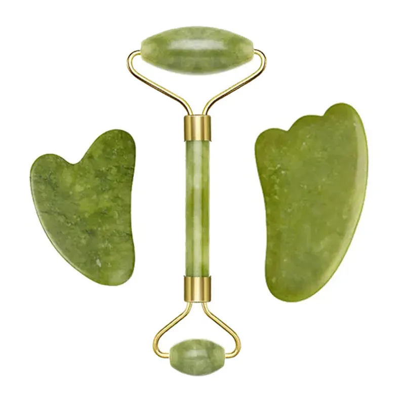 Natural-Jade-Roller-Gua-Sha-Scraper-Green-Jade-Stone-Facial-Body ...
