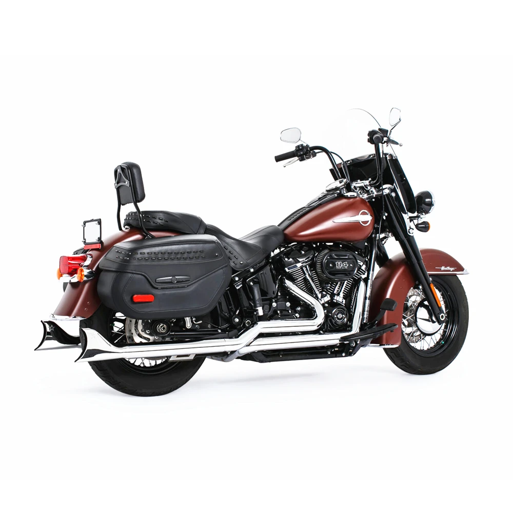 Black Chrome Sharktail Dual Exhaust System Pipe Muffler For Harley ...