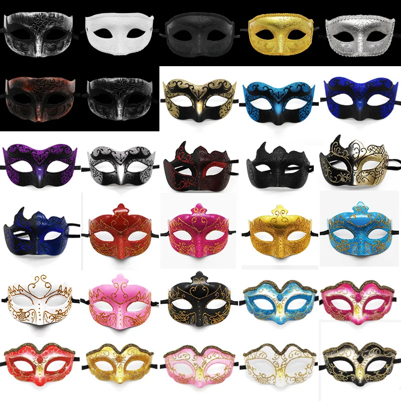 Upscale Venetian Painted Masks Mystery Men's and Women's Models Plastic ...