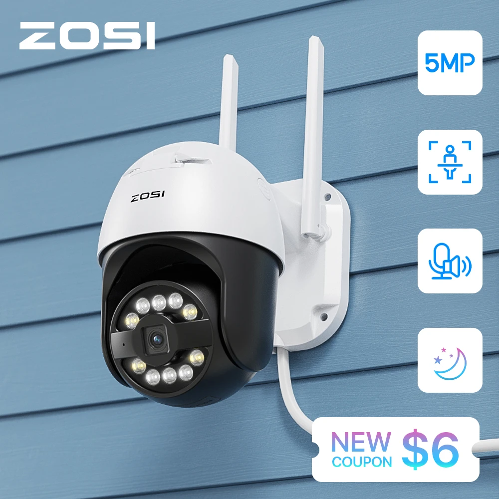 ZOSI C296 5MP PTZ Camera Wifi Person Vehicle Pet Package Detect ...