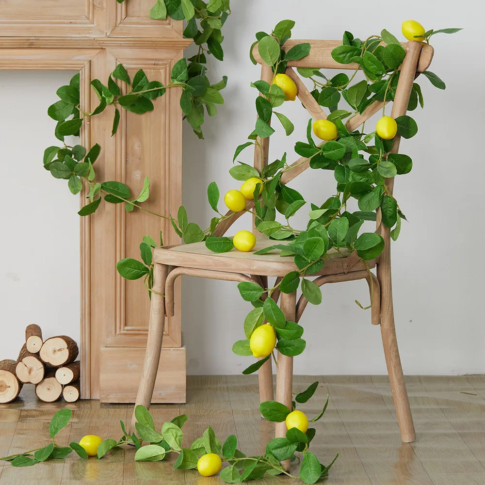 Party Joy 1.85m Artificial Lemon Garland Fake Fruit Vegetable Plants ...
