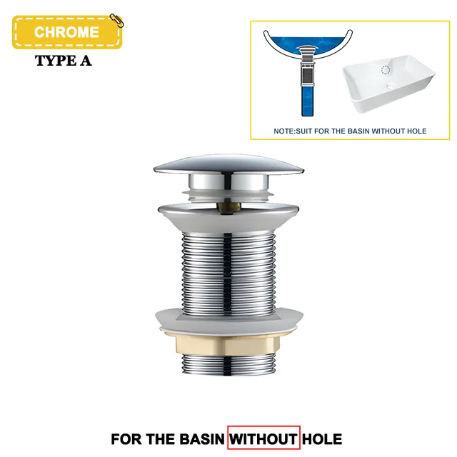Basin Sink Pop-Up Push-Open Waste Stopper Siphon Water Hose Drain ...