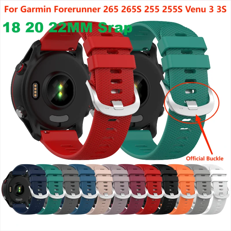 18-22MM-Silicone-Band-Strap-For-Garmin-Forerunner-265-265S-255-255S-245 ...