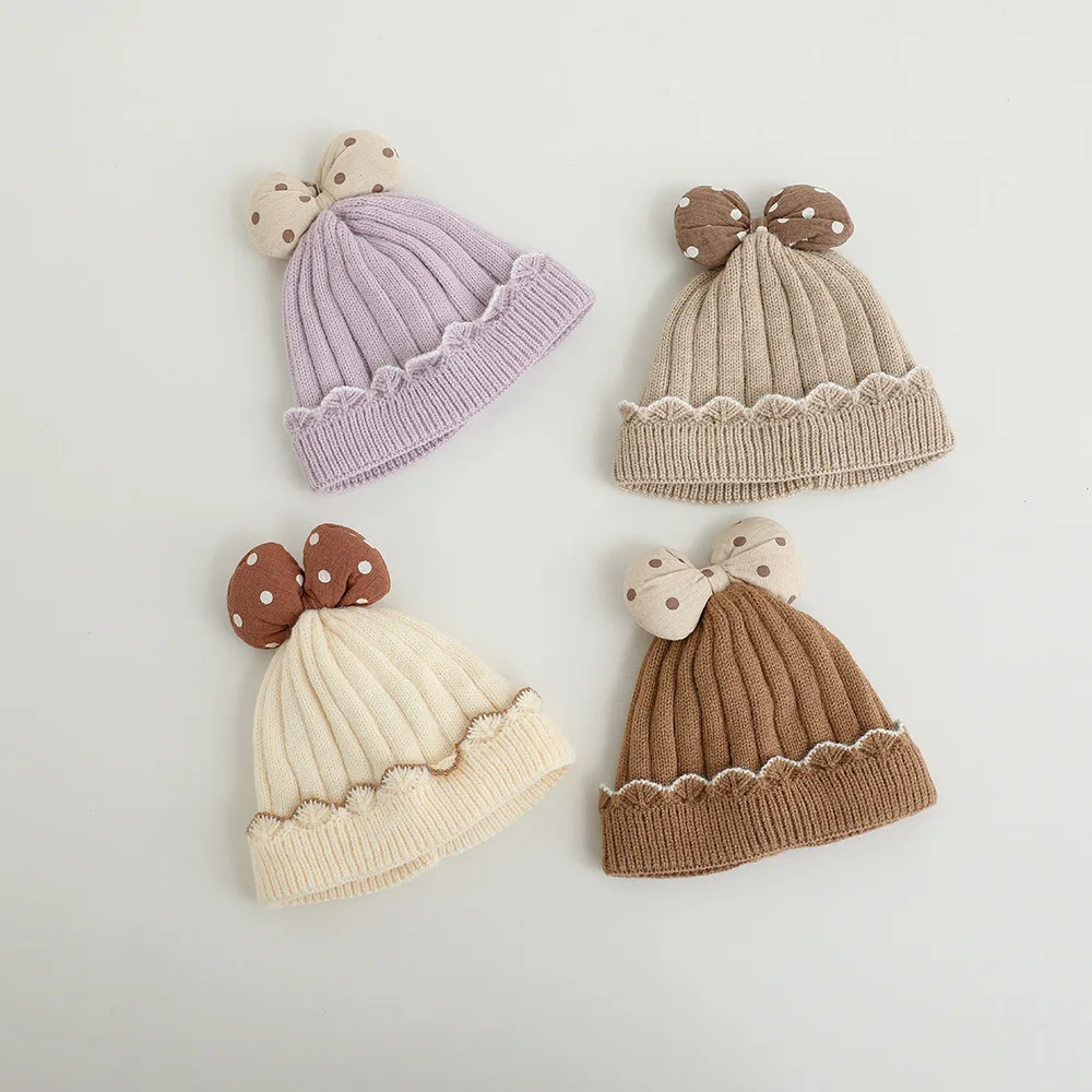 44-50-cm-Bowknot-baby-girls-Knitted-Hat-2023-Autumn-and-Winter-Baby-Hat ...