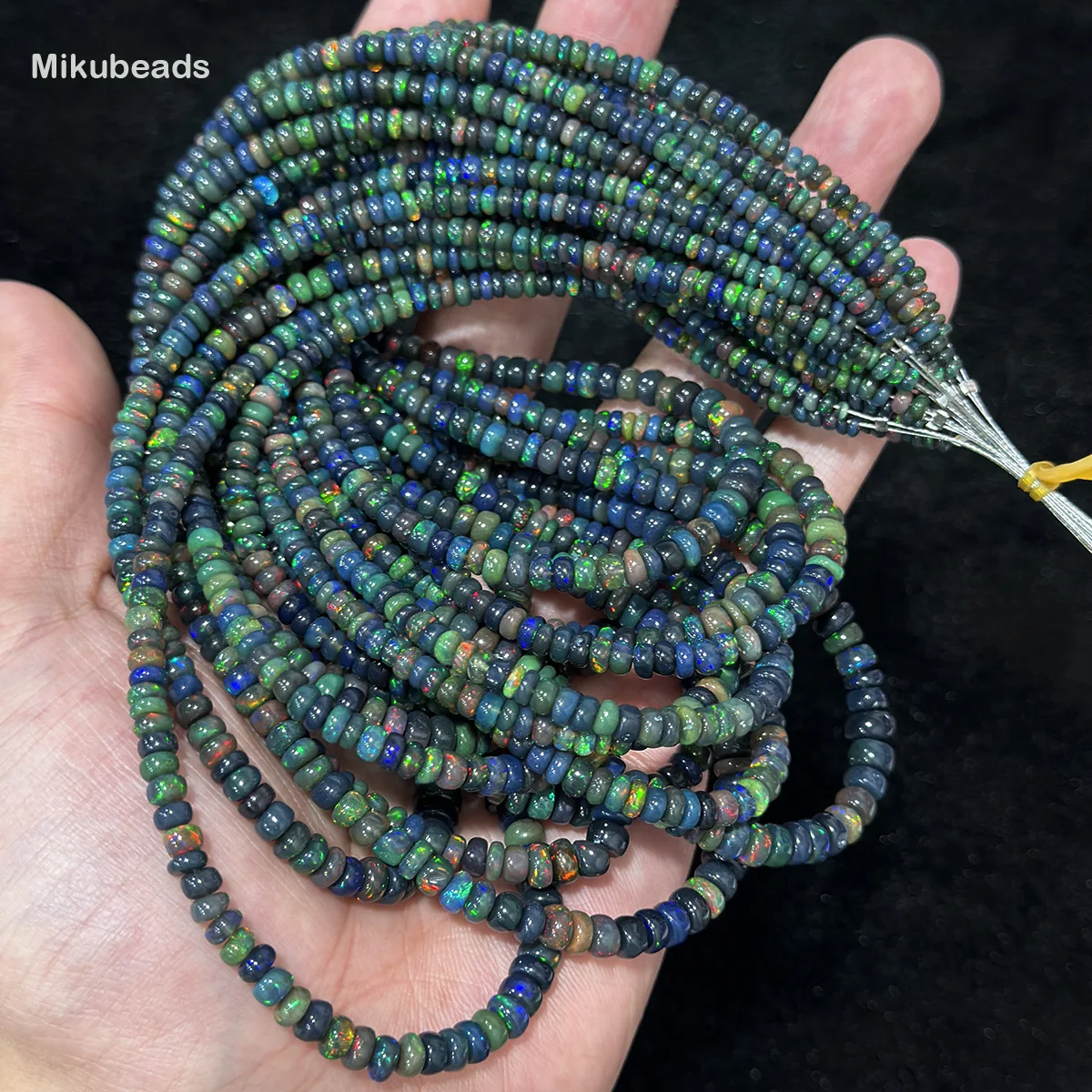 Wholesale-Natural-5A-Black-Opal-Rondelle-Flat-Loose-Beads-For-Making ...