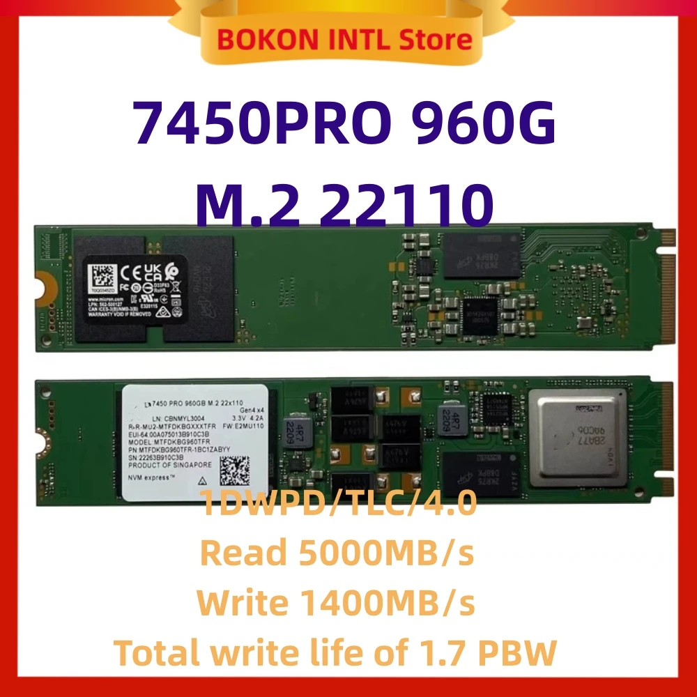 NEW 7450PRO 960G M.2 22110 NVME Gen4 PCIE4.0 Server Enterprise Solid ...