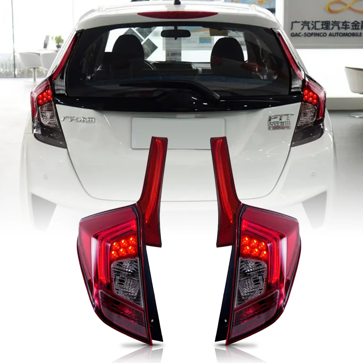 LED RS Style Rear Taillights For Honda Fit Jazz 2014-2017 GK5 Auto Accessories Tail Lamps DRL ...