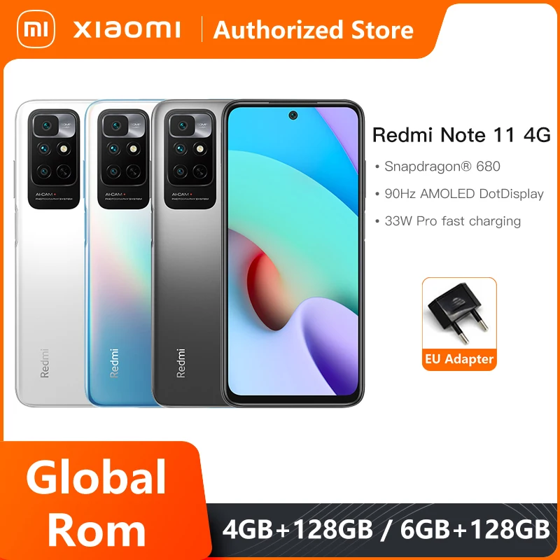 Global ROM Xiaomi Redmi Note 11 4G 4/6GB + 128GB MTK Helio G88 50MP ...
