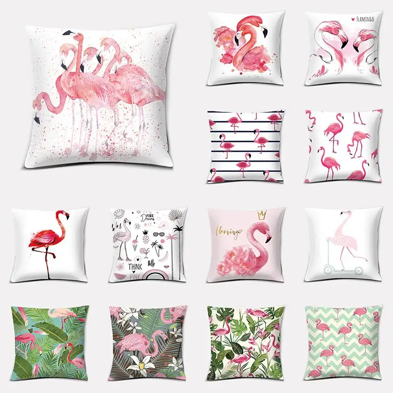 Pink Flamingo Decorative Pillow Case | Cushion Cover 45x45cm Flamingo ...