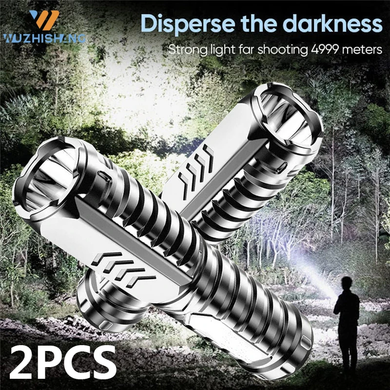 1-2PC-Special-Forces-Strong-Light-Flashlight-Powerful-LED-USB-Charging ...