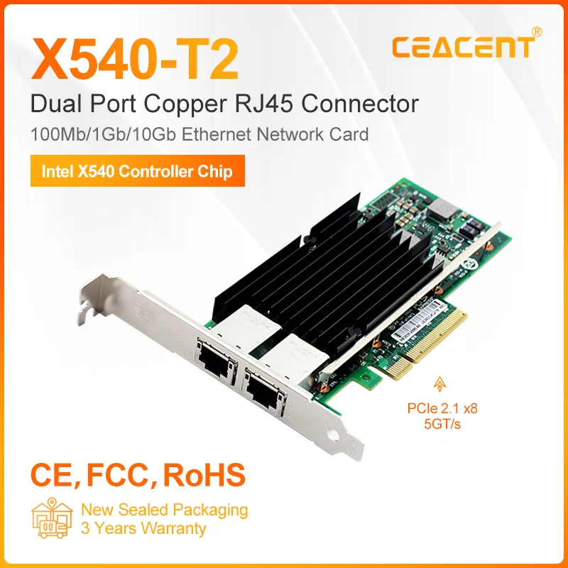 X540-T2 Intel X540 PCI Express x8 RJ45 2 Port 10Gb Network Card ...