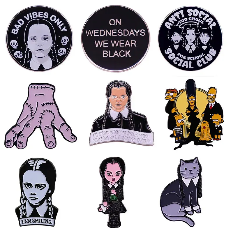 Addams Family Enamel Pin I am Smiling Wednesday Gothic Dark Healing ...