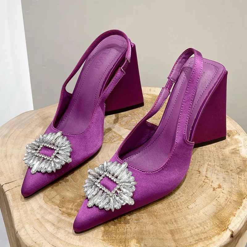 Luxury-Brand-Women-Pumps-Crystal-Slingback-High-Heels-Bride-Wedding ...