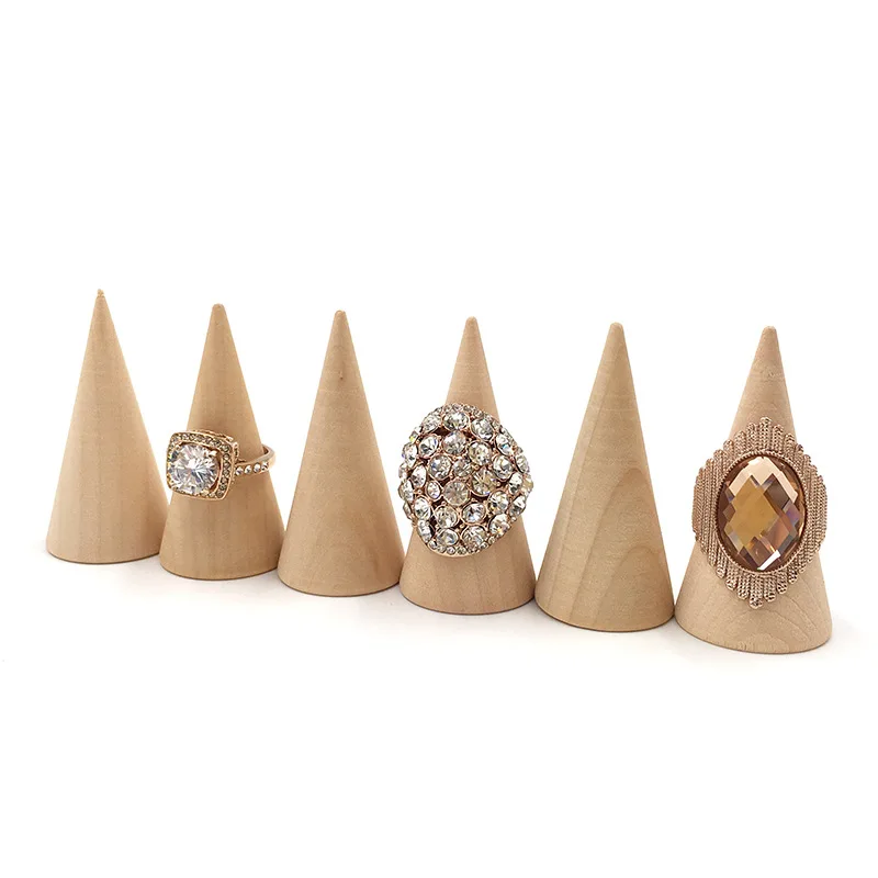 Creative-Solid-Wood-Cone-Ring-Display-Stand-Ring-Eack-Jewelry-Storage ...
